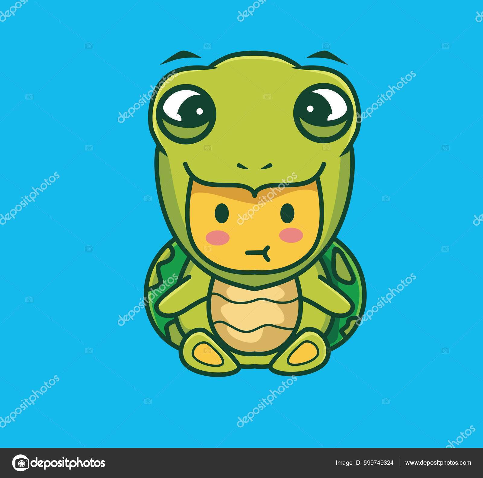 Cute Baby Turtle Depression Upset Cartoon Animal Nature Concept ...