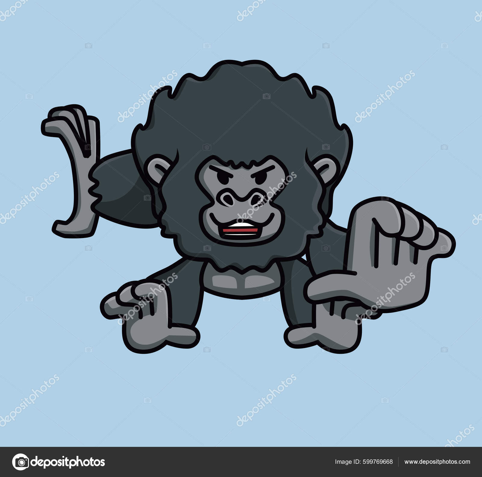 Cute Baby Young Gorilla Jumping Fast Ape Black Monkey Holding Stock ...