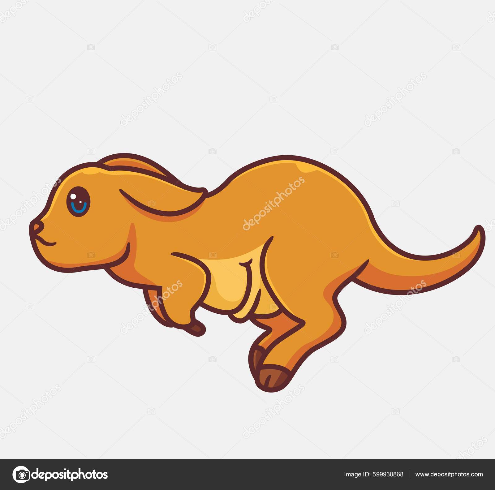 Cute Cartoon Kangaroo Running Isolated Cartoon Animal Illustration ...