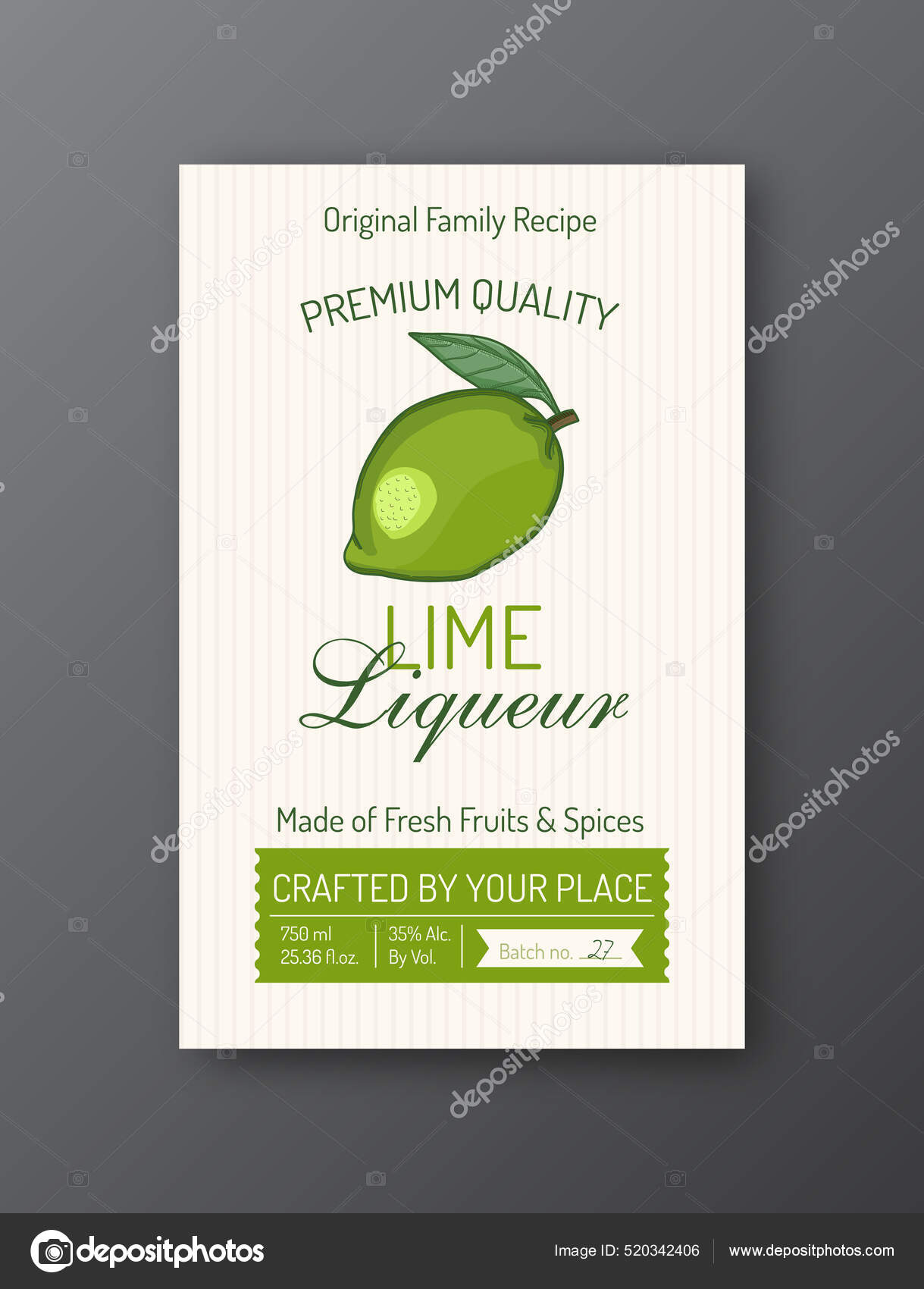 Lime Liqueur Label Template Modern Vector Packaging Design Layout ...