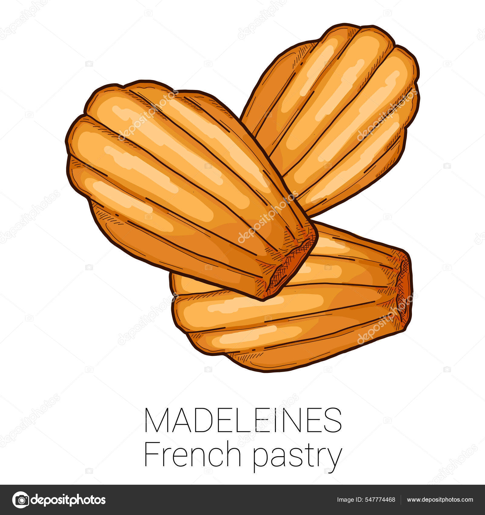 Image vectorielle Madeleines French Pastry Pattiserie Gâteau ...