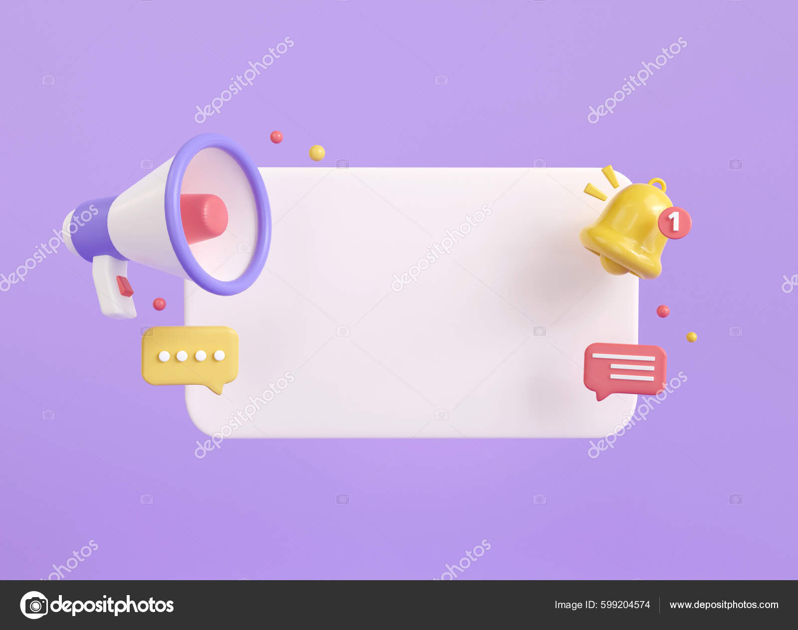 Megaphone Message Speech Bubble Copy Space Reminder Popup Bell Push ...
