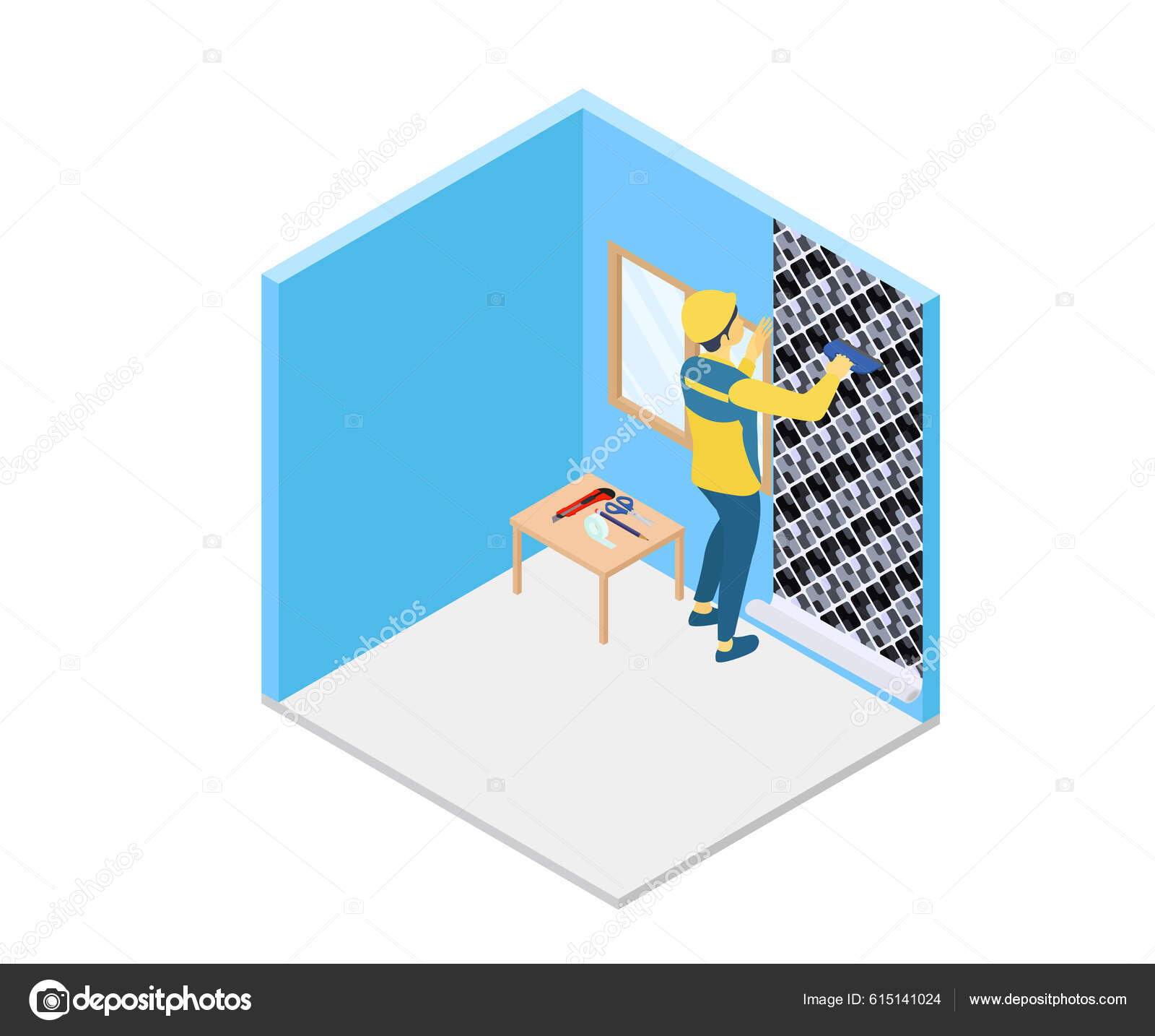 Constructor Está Poniendo Patrón Pared Vector de stock #615141024 de ...