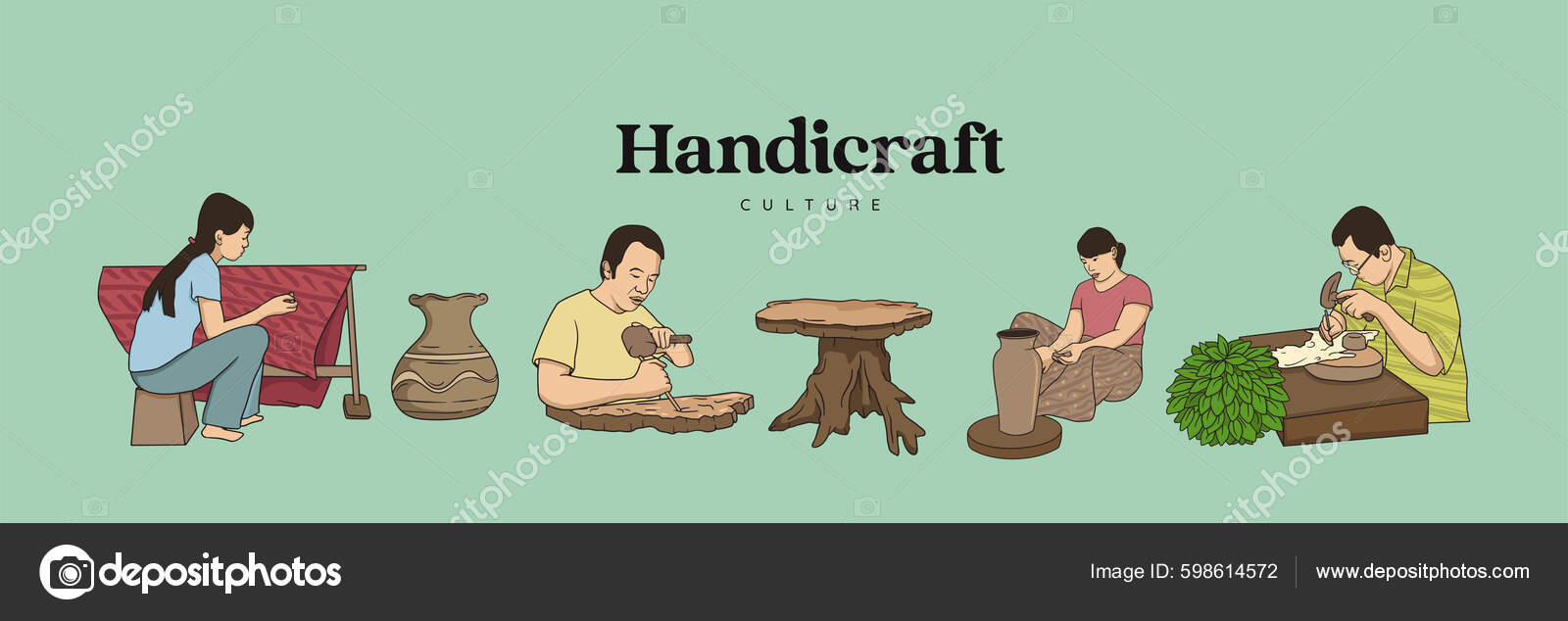 Isolated Hand Drawn Handicraft Traditional Culture Sculpture Pottery ...