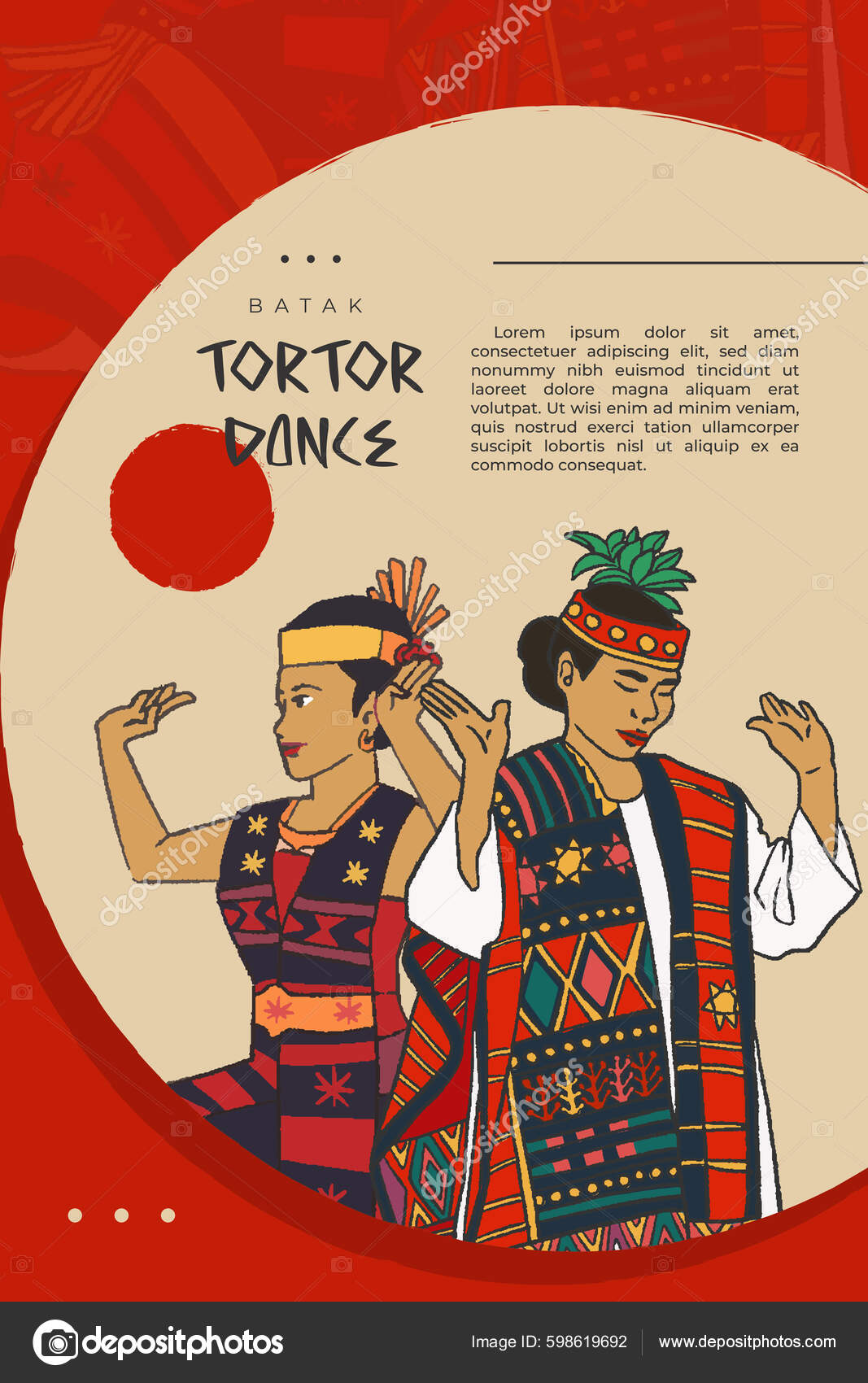 Bataknese Tortor Dance Hand Drawn Indonesian Traditional Dance ...