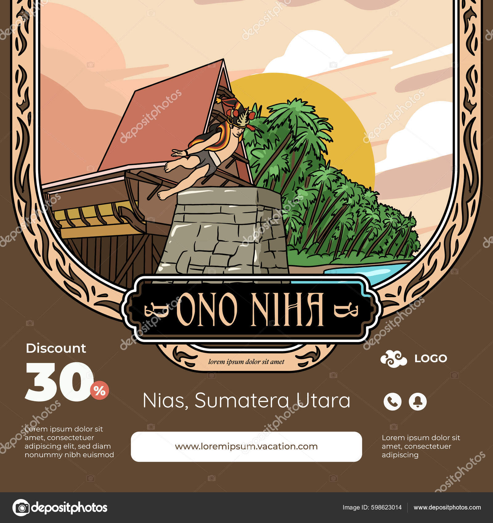 Set Nias Sumatera Utara Illustration Hand Drawn Indonesian Cultures ...