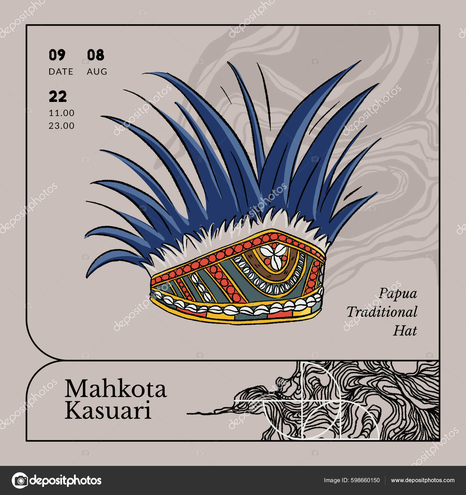 Mahkota Kasuari Traditional Hat Papua Indonesia Festival Poster ...