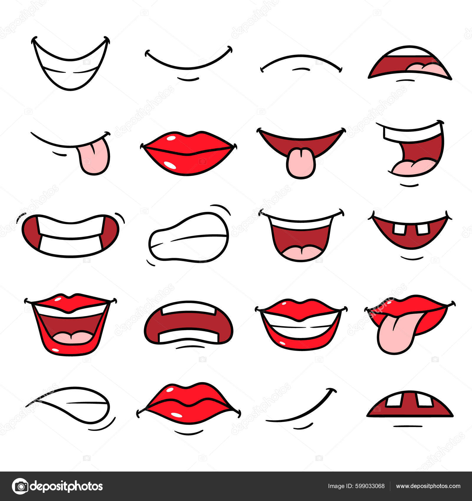 Vector Set Cartoon Mouths Stock Vector Image by ©siridhata #599033068