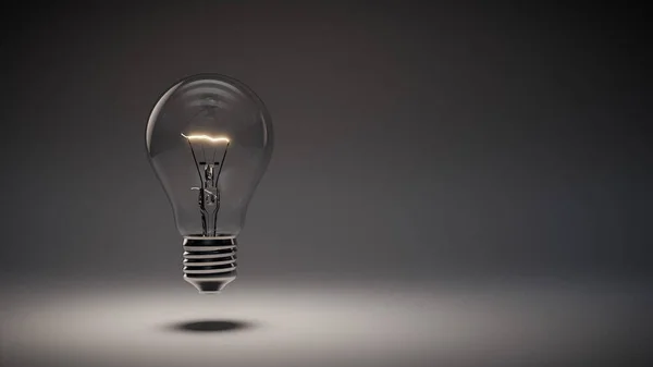 floating glowing light bulb on studio background - Stock Image - Everypixel
