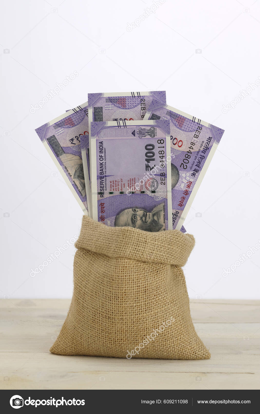 Indian Rupees 100 Currency Notes Jute Bag — Stock Photo © Mahakaal ...