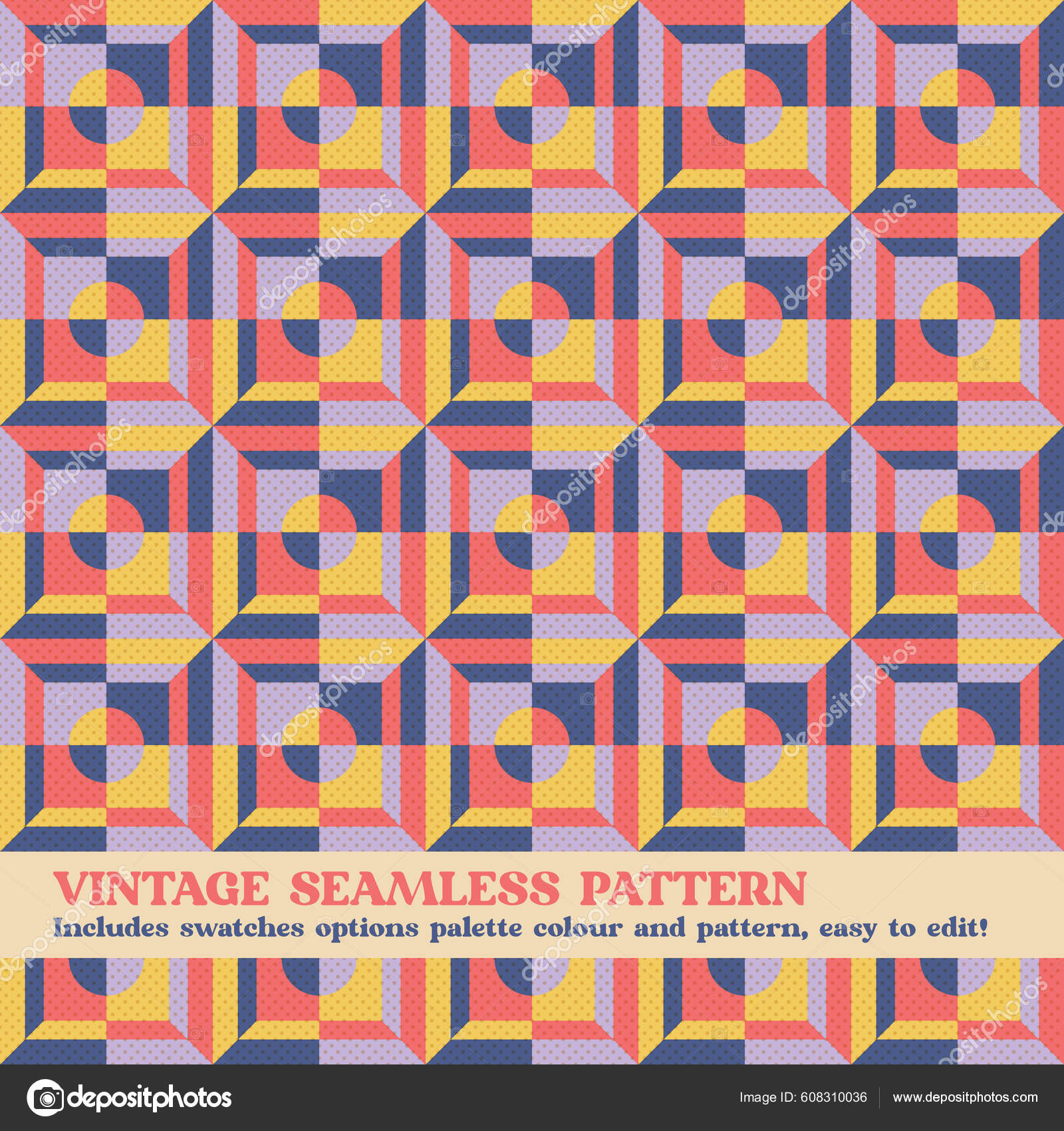 Vintage Seamless Pattern Design Swatches Options Color Palette Pattern ...