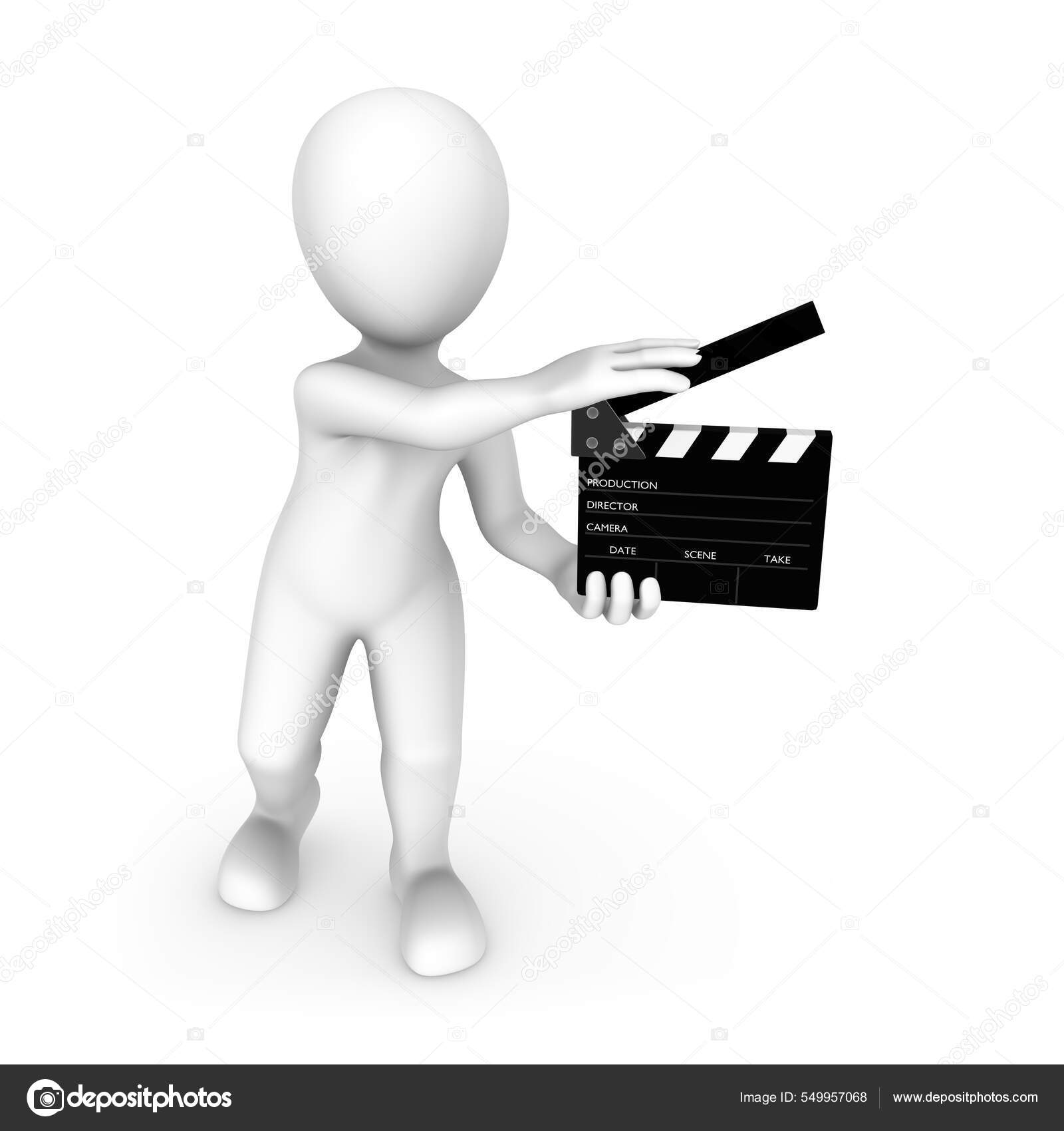 White Man Clapper Hands We're Starting Make Movie — Stock Photo © 3D ... White Man Clapper Hands We're Starting Make Movie — Stock Photo © 3D ...