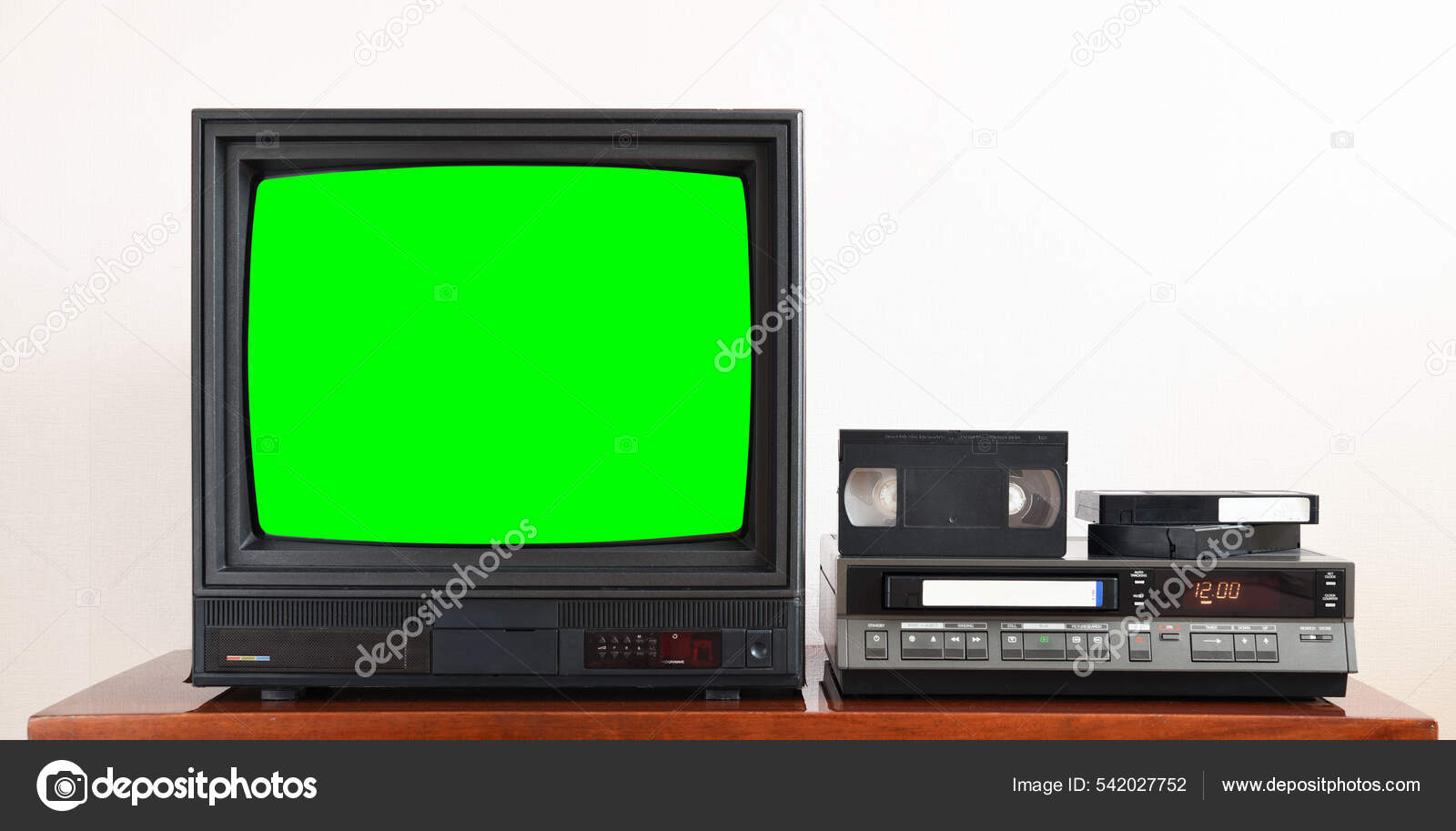 Old Black Vintage Green Screen 1980S 1990S 2000S Adding New — Stock ...