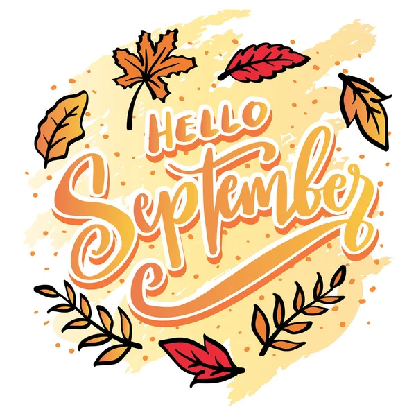 Hola Septiembre Mano Letras Caligrafía Vector de stock por ©Handini ...