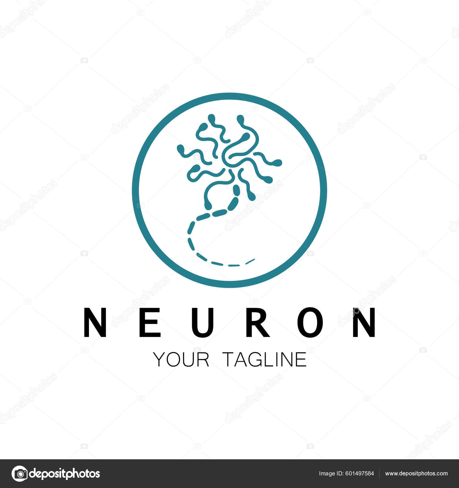 Neuron Logo Nerve Cell Logo Design Molecule Logo Illustration Template