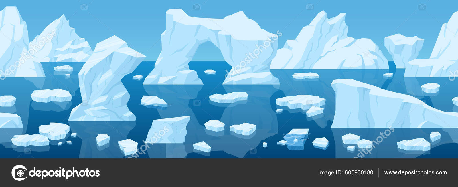 Cartoon Arctic Iceberg Landscape Frozen Ice Seamless Background Winter ...