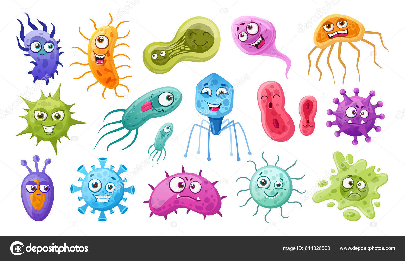 Rajzfilm Baktériumok Mikrobák Vírusok Baktériumok Kabalák Aranyos ...