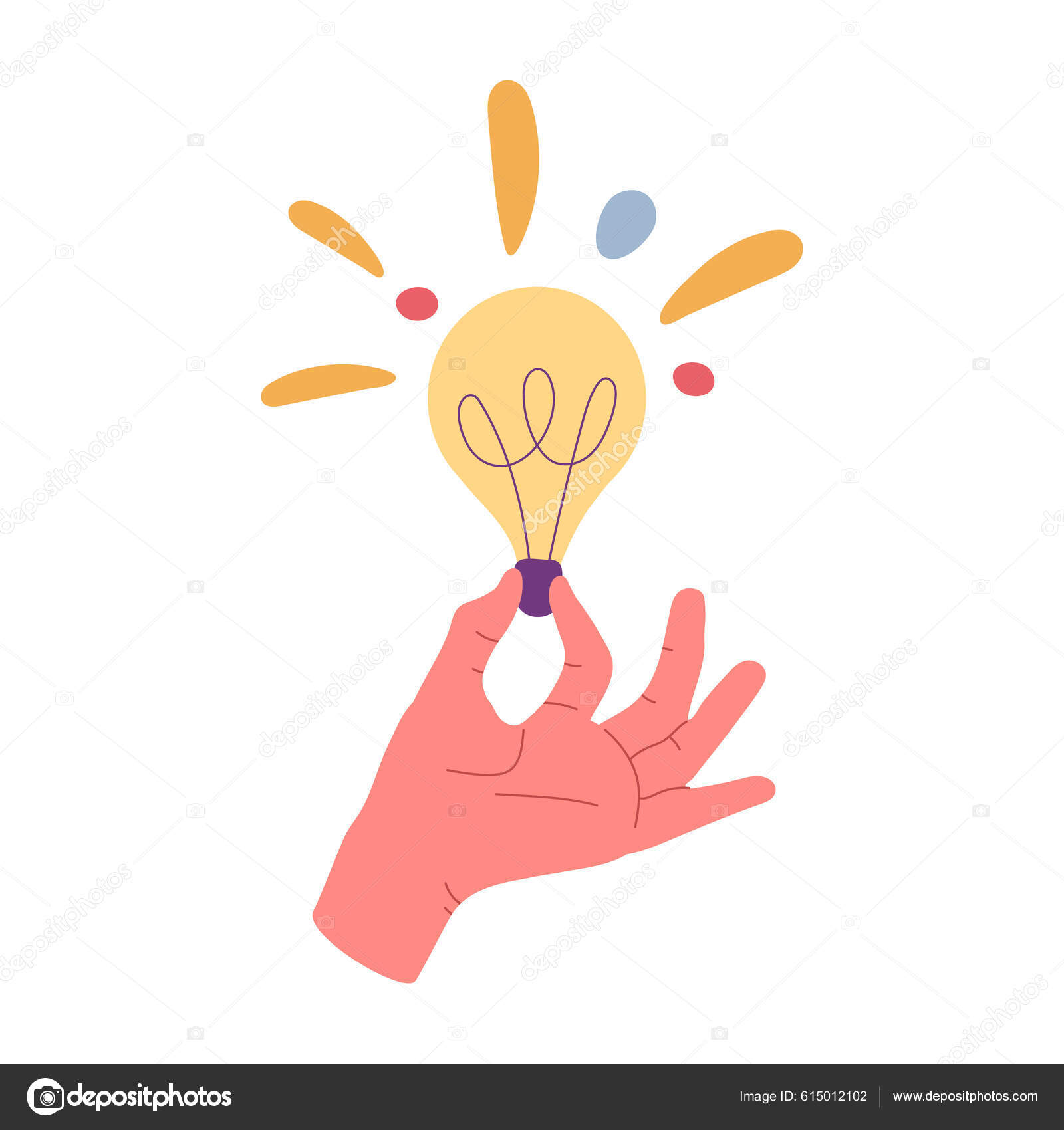 Hand Holding Glowing Light Bulb Shiny Bulb Idea Metaphor Solution Stock Vector by ...