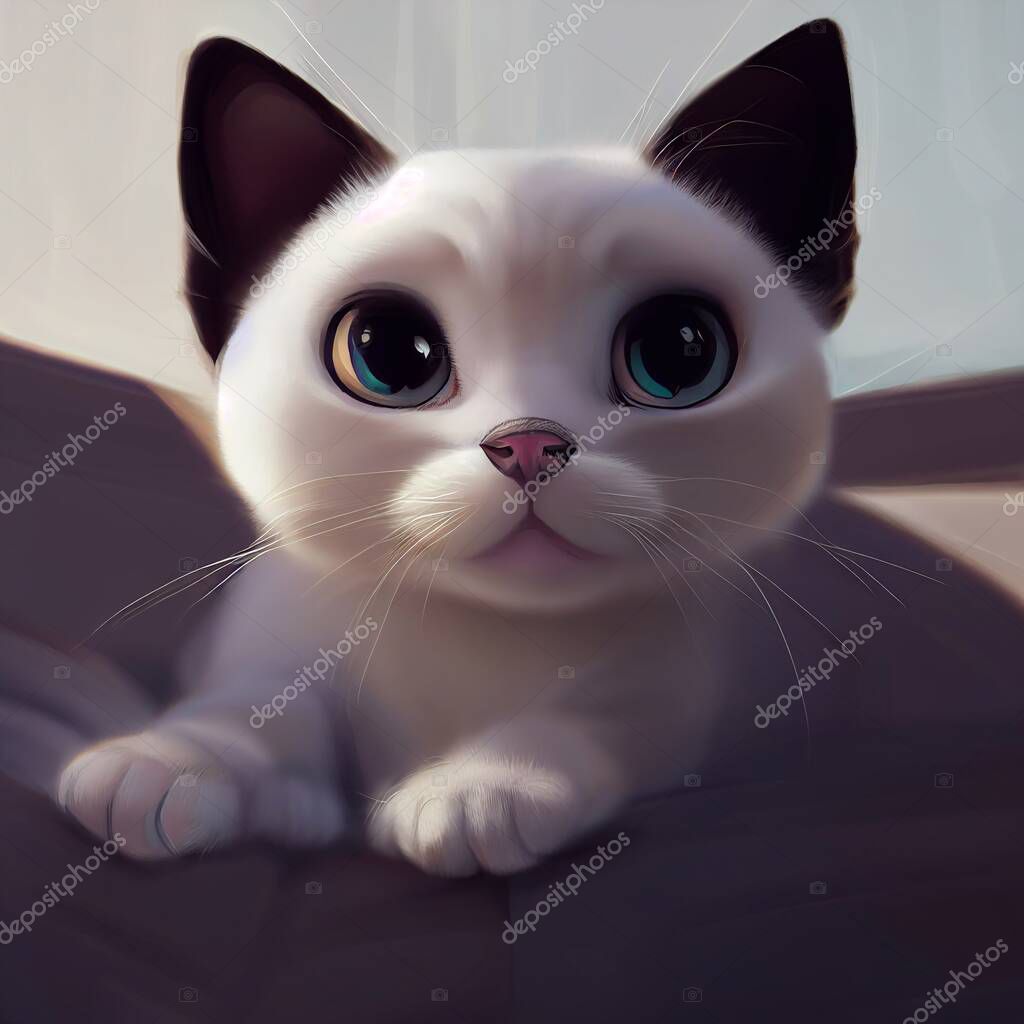 gatito estilo dibujos animados, beb lindo esponjoso. ilustraci n de alta calidad 2024