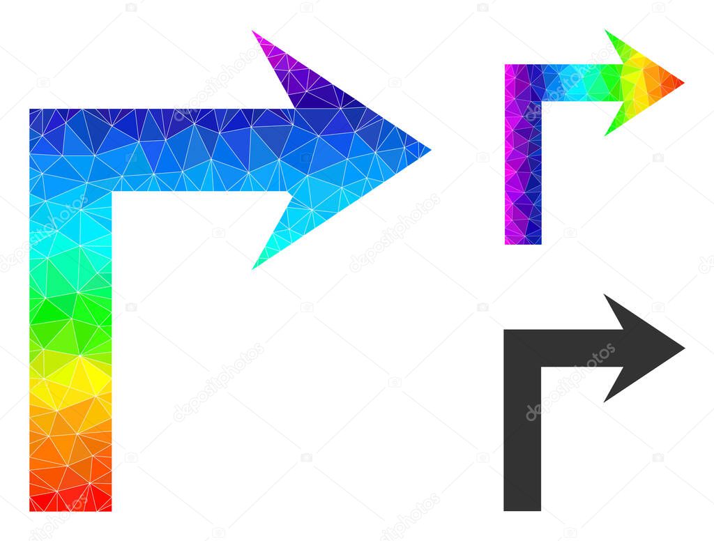 Vector Poligonal Gire a la derecha icono con degradado de color ...