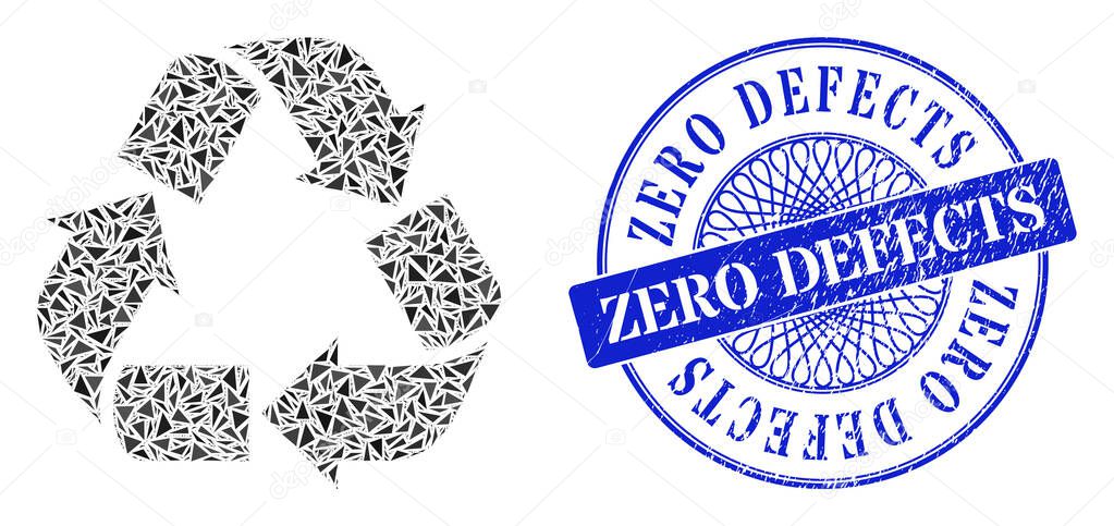Texturizado cero defectos insignia y el triángulo reciclar mosaico 2023