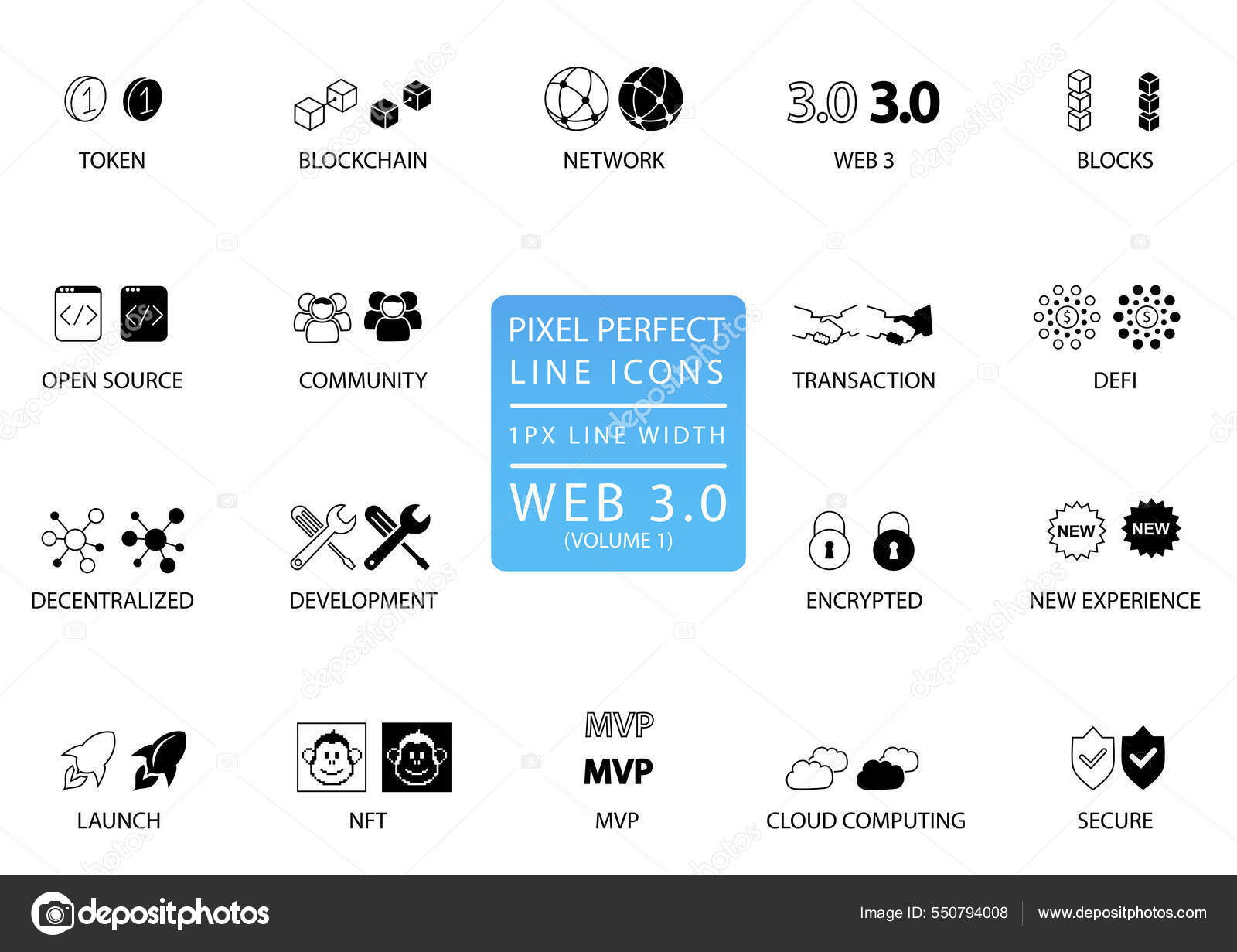 Pixel Perfect Thin Line Vector Icon Set Web3 Web Concept Stock Vector ...