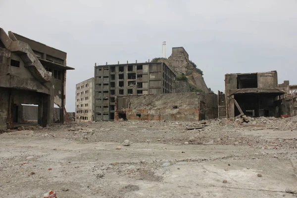 Ancient destroyed buildings in an Island. Ruins at Battleship Island in ...
