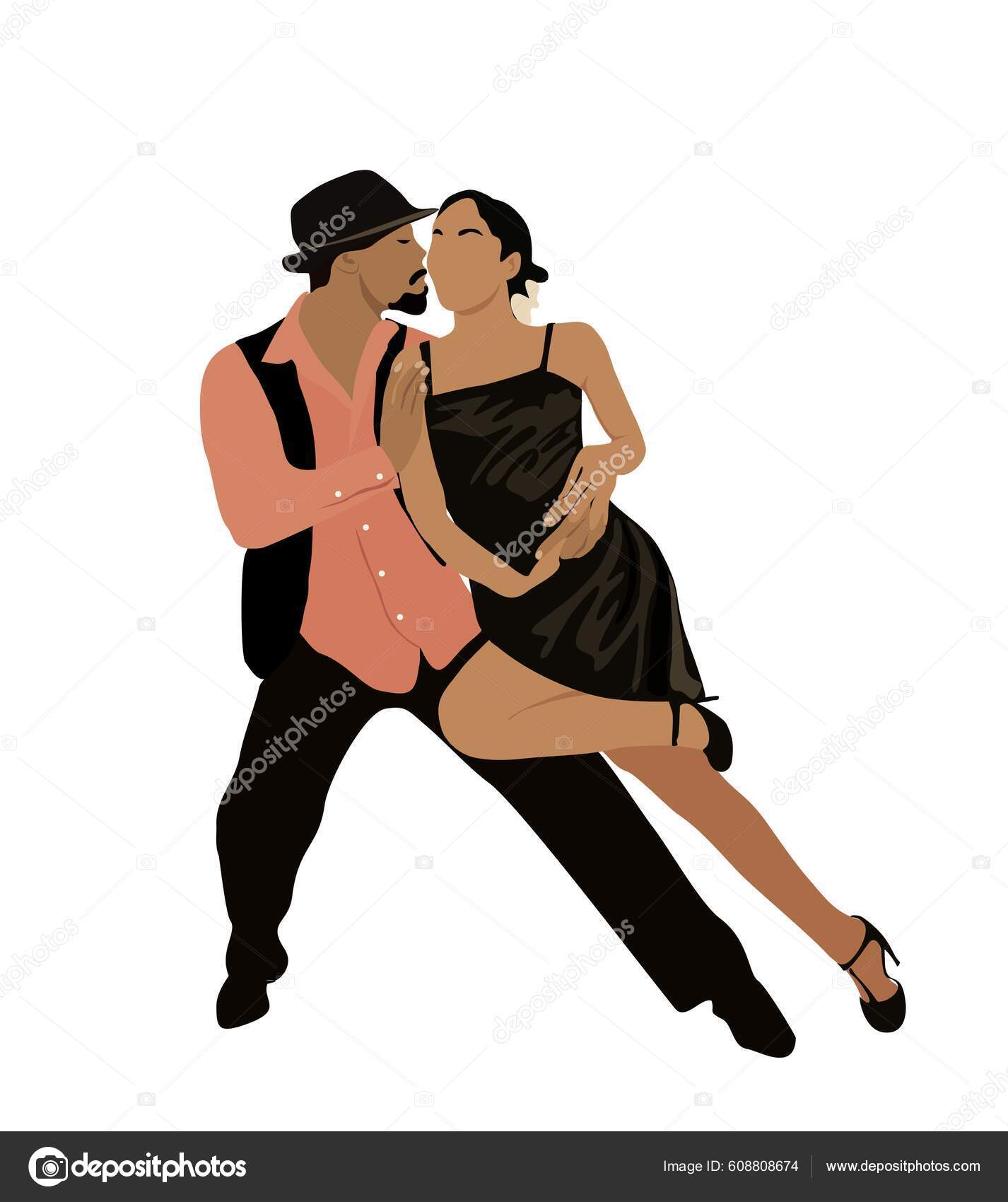 Bailarín Bailarina Bachata Salsa Flamenco Tango Baile Latino Pareja Bailando Vector de stock por ...