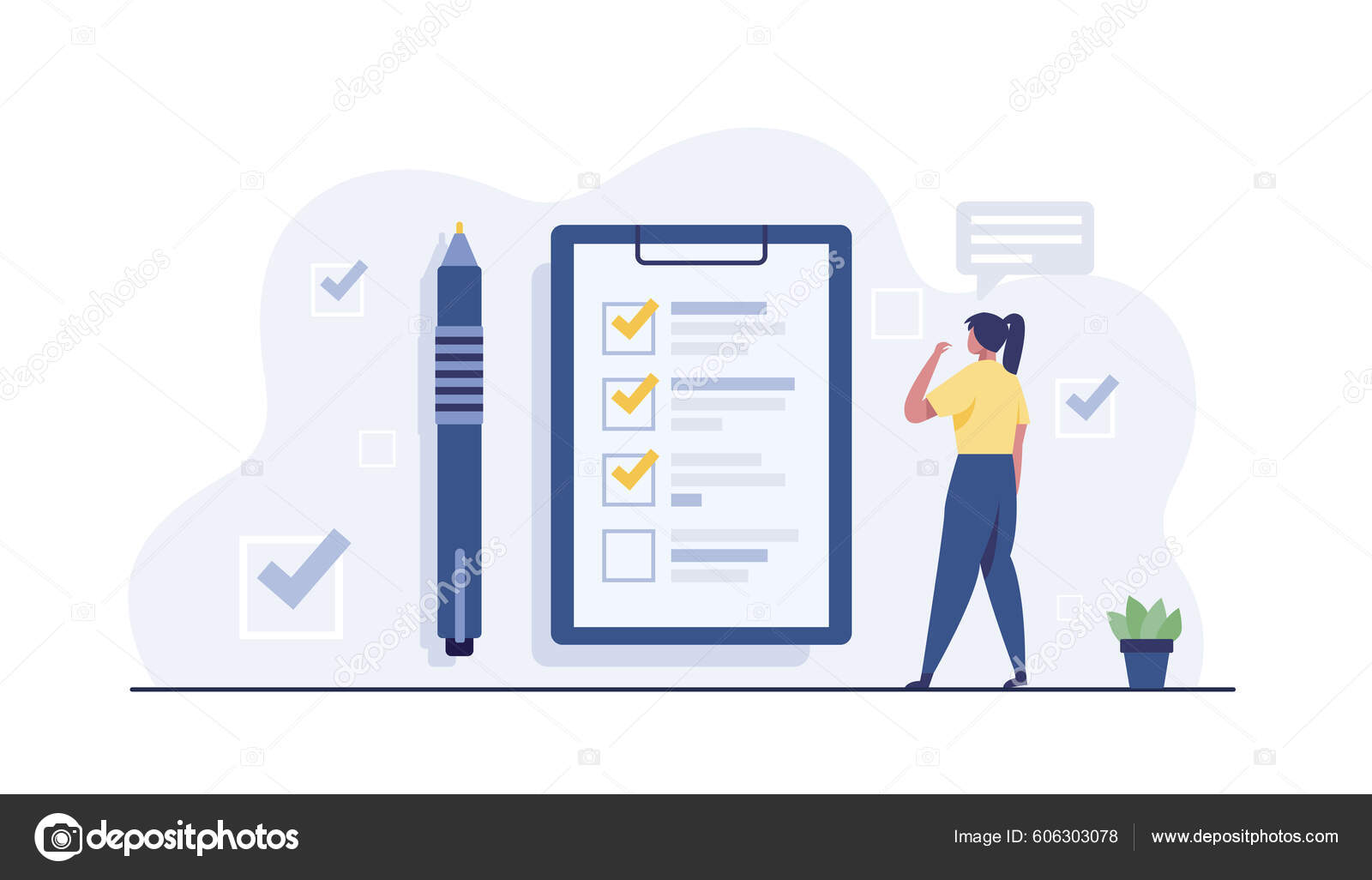 Woman Scarf Front Table Pencil Check Sheet Stock Illustration by ...
