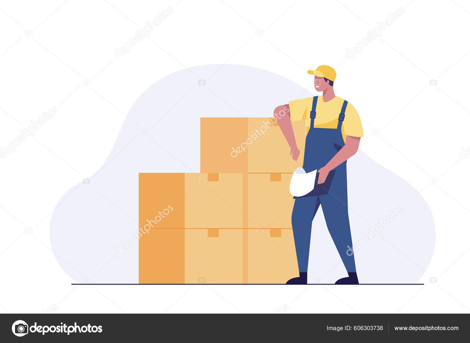 Warehouse Worker Checking Boxes Warehouse Stock Illustration by ©yellow ...