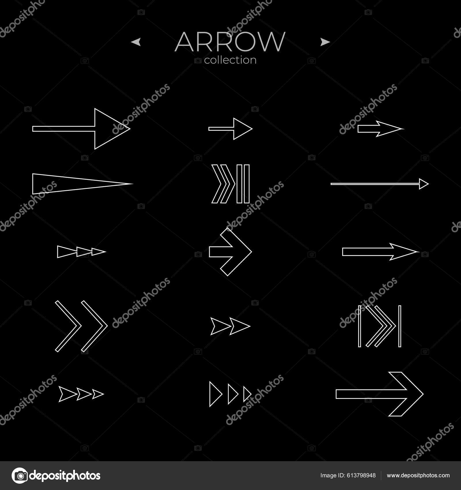 Conjunto Premium Linha Seta Esboço Coleção Símbolos Símbolos Vetoriais ...