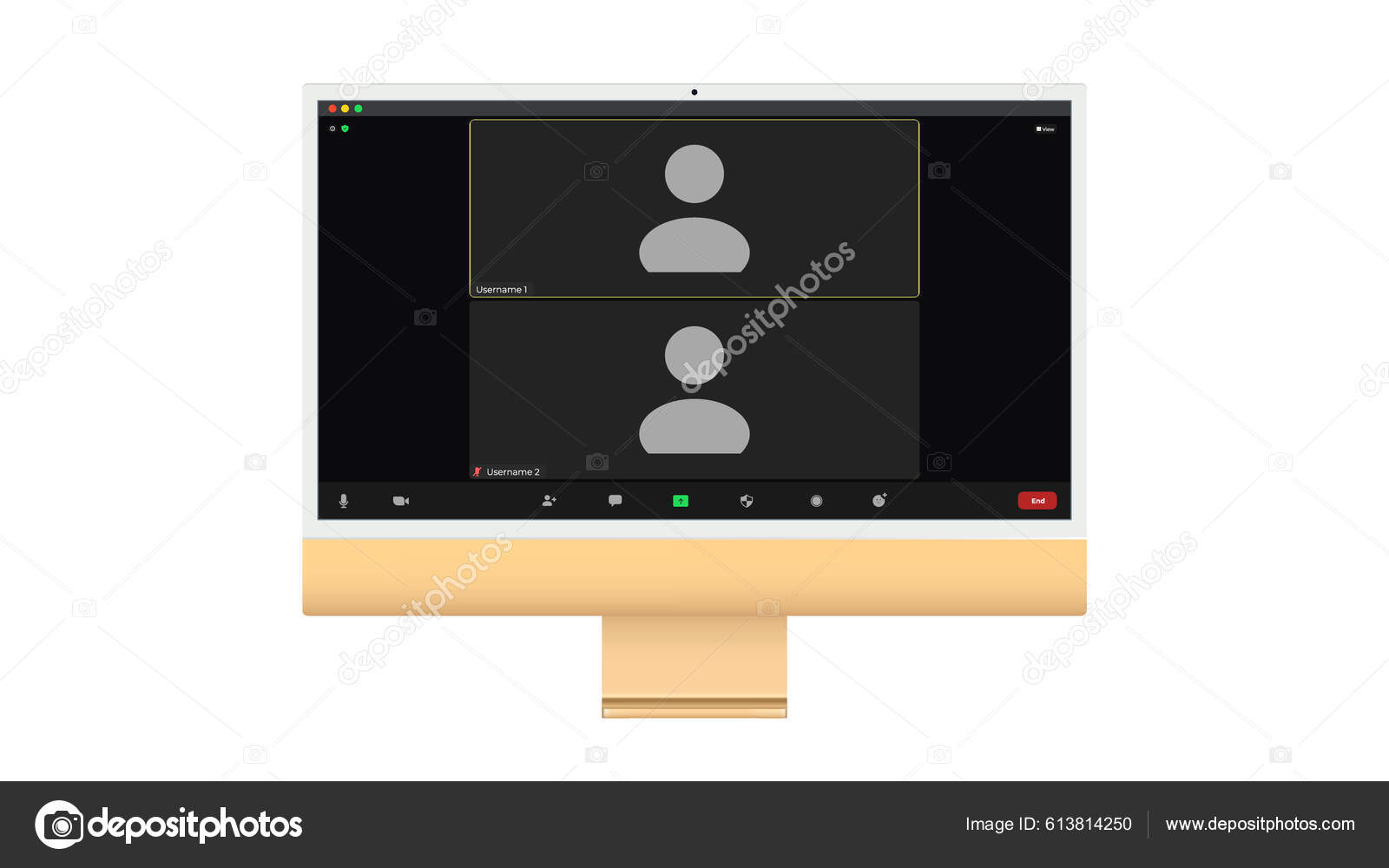 Video Conference User Interface Two Users Video Conference Calls Window ...
