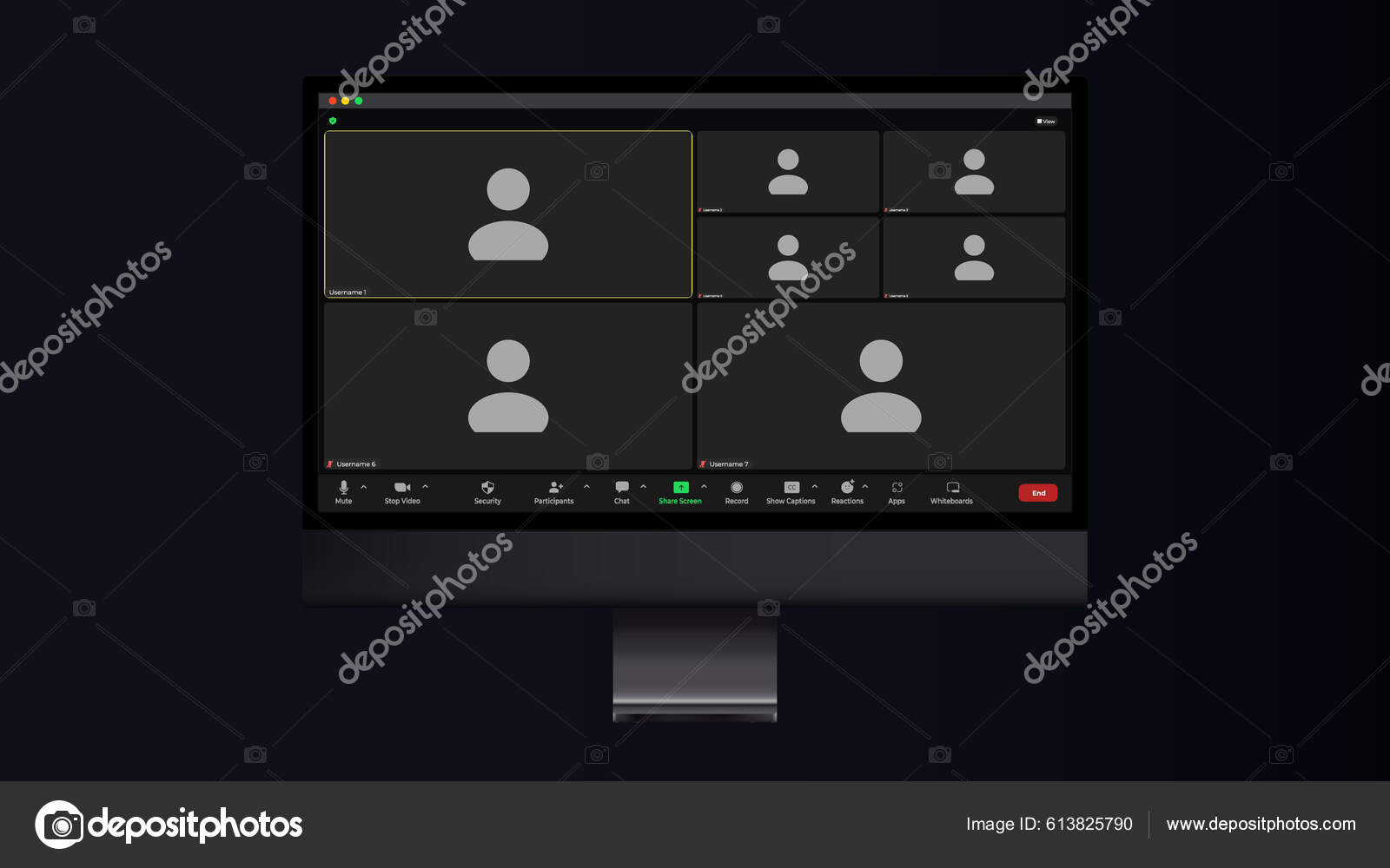 Video Conference User Interface Video Call Screen Interface Template ...
