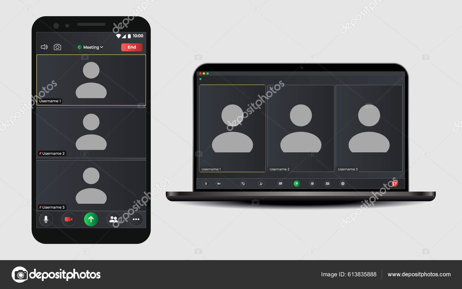 Video Conference User Interface Video Calls Window Overlay Video Conferencing Stock Vector Image ...