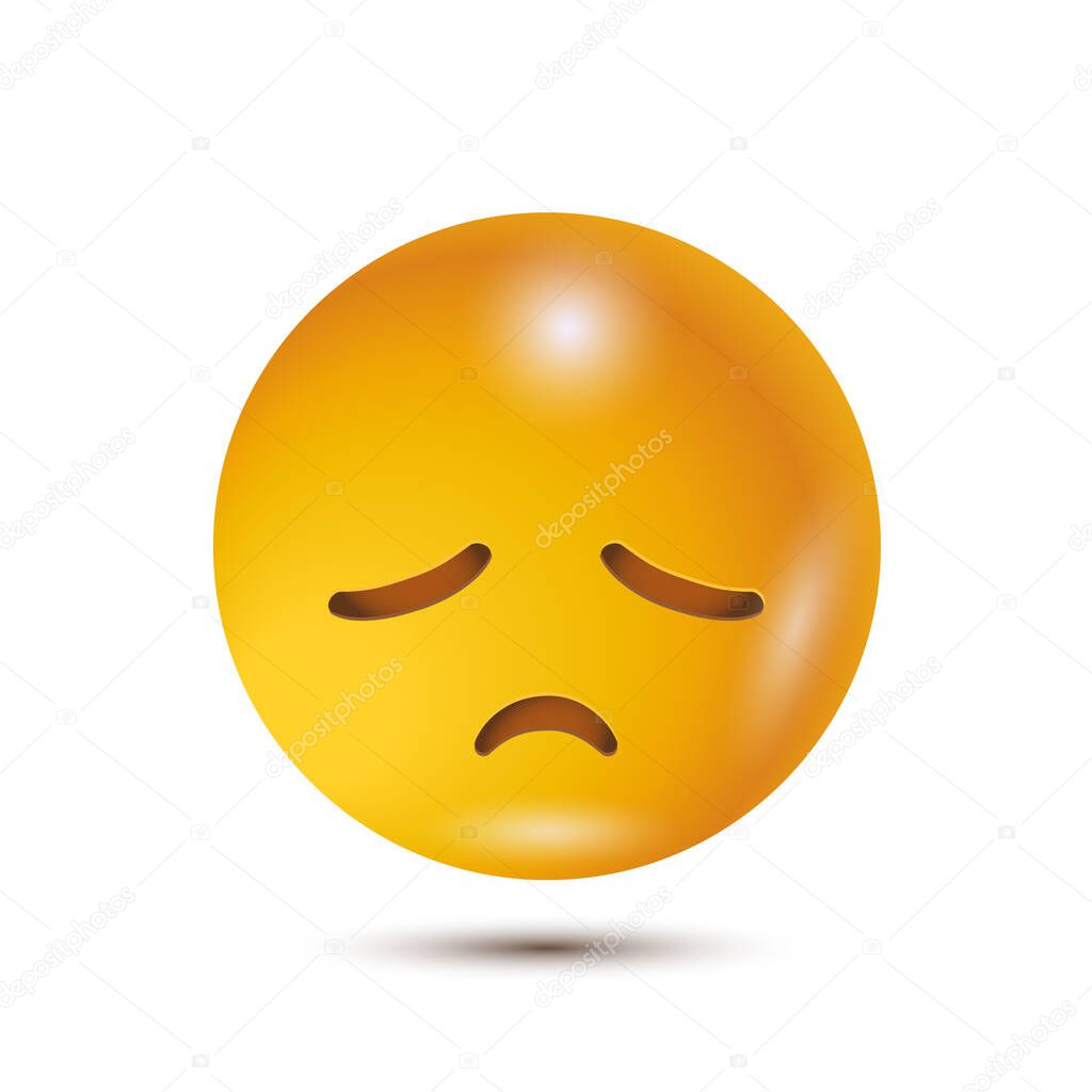 Sad, sad face, sorrowful. 3D stylized vector icon. realistic emoticon ...