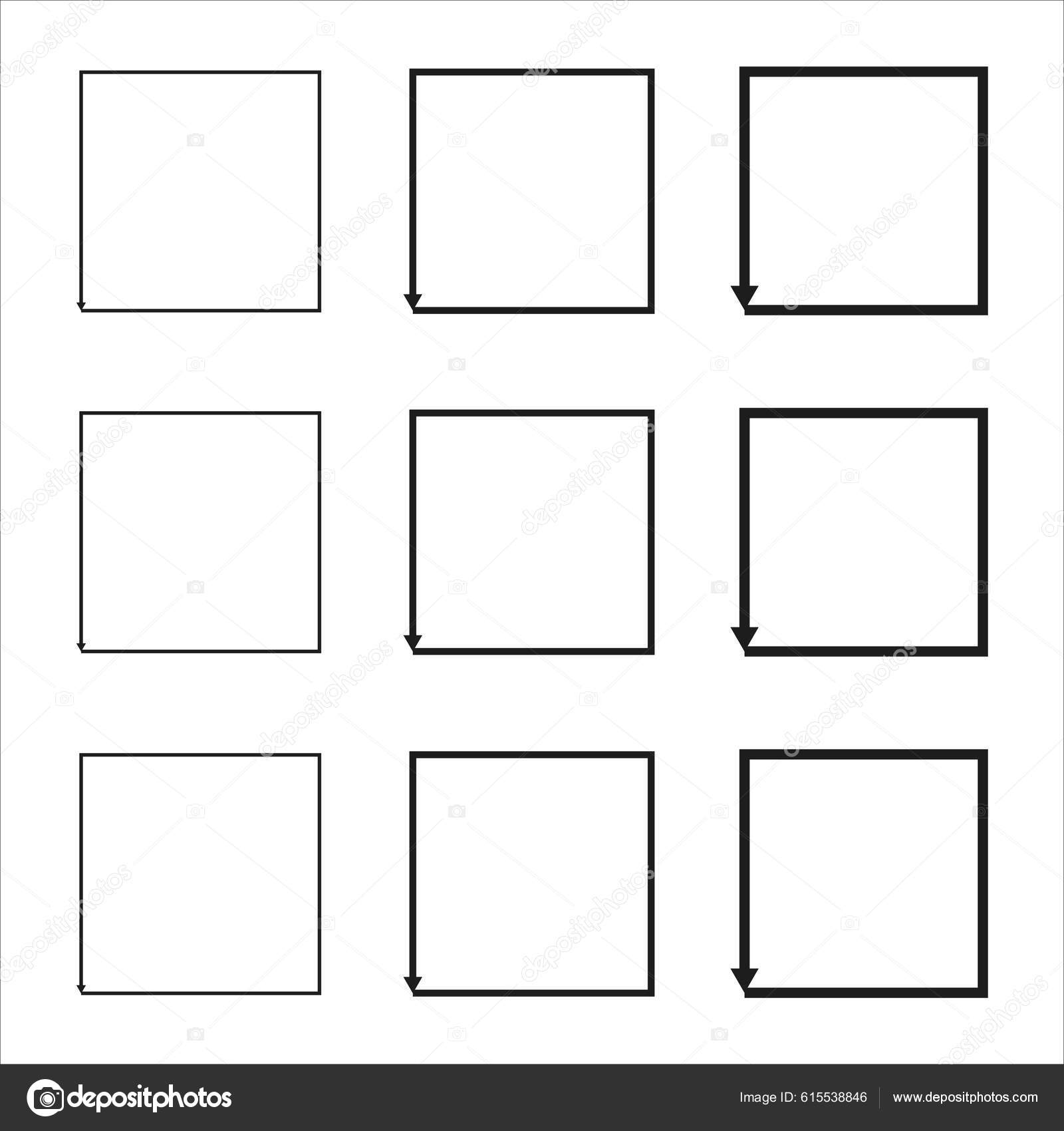 Collection Square Black Hand Drawn Grunge Frames Black Square Shape ...