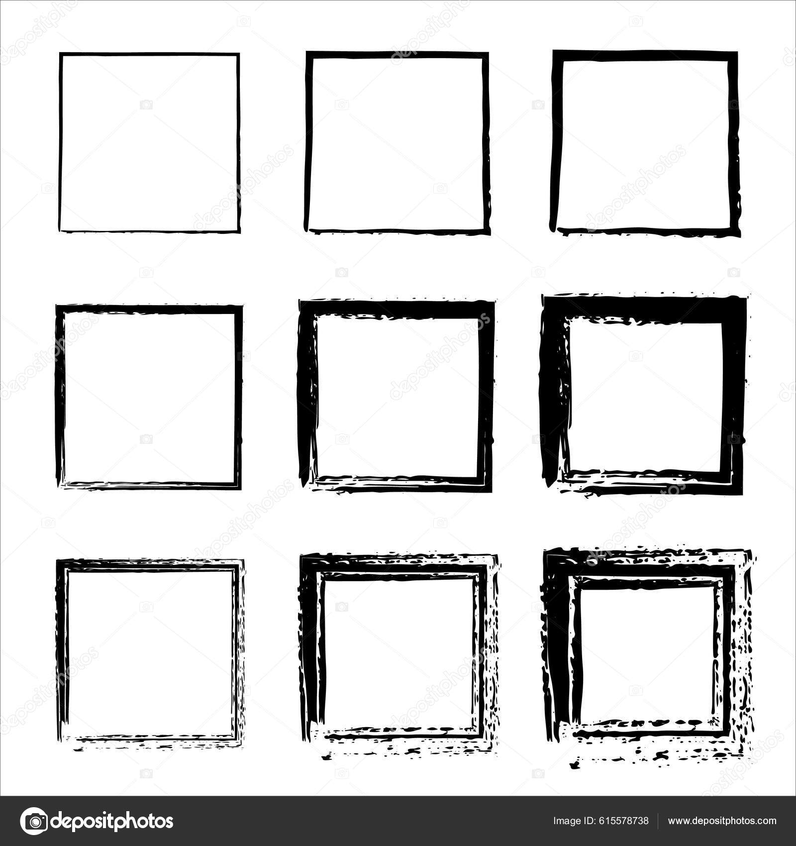 Rectangular Vector Frame Vector Black Painted Squares Set Grunge Square Stock Vector Image by ...