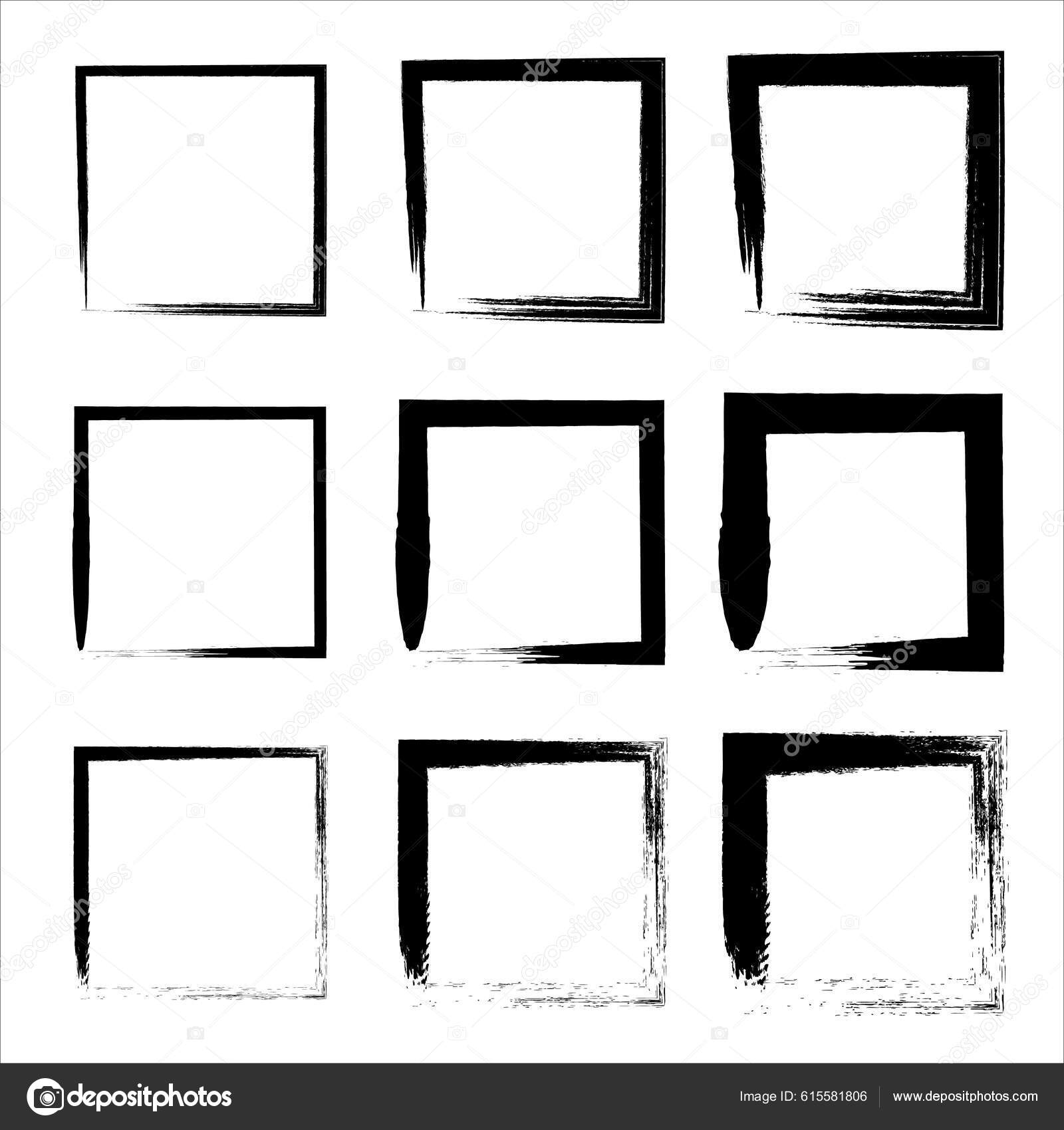 Hand Drawn Frames Vector Black Painted Squares Set Design Elements Stock Vector by ...