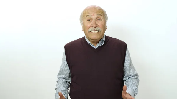 Funny Old Man Laughing Studio Portrait Old Man Isolated White — Stock ...