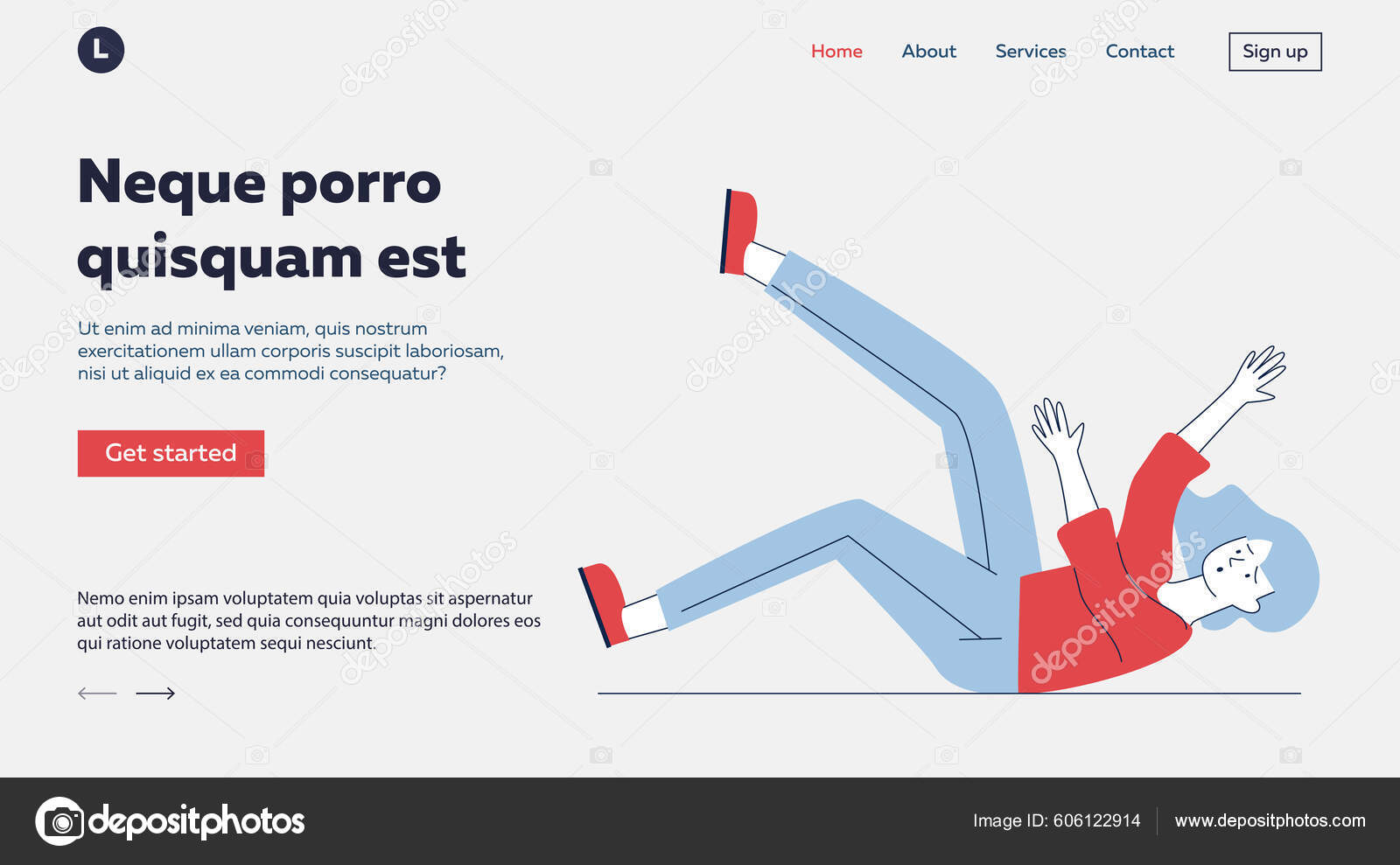 Unhappy Woman Falling Back Clumsy Lying Slipping Wet Floor Flat Stock ...