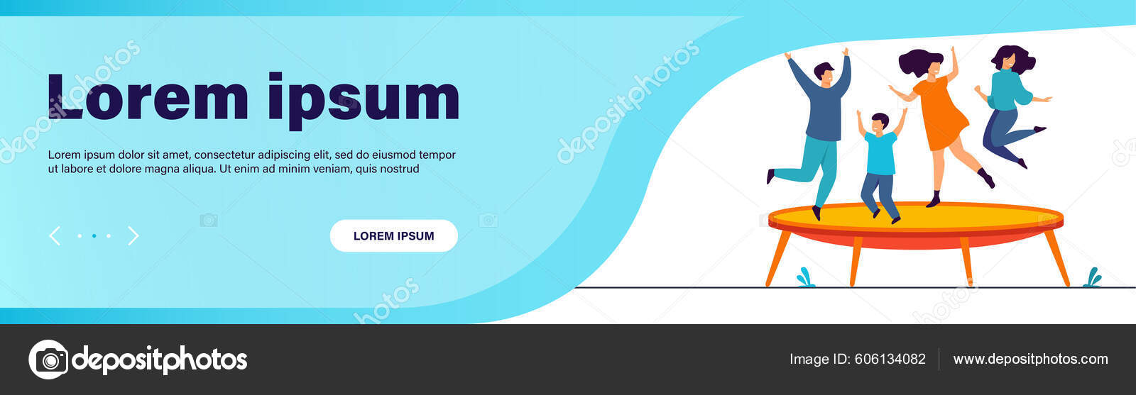 Happy Friends Jumping Trampoline Flat Vector Illustration Cartoon ...