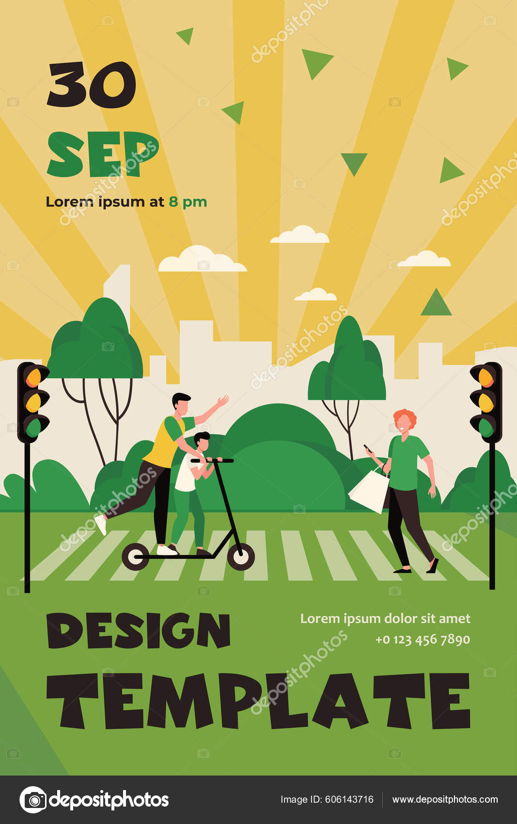 Pedestrians Breaking Traffic Rules People Using Cell Riding Scooter ...