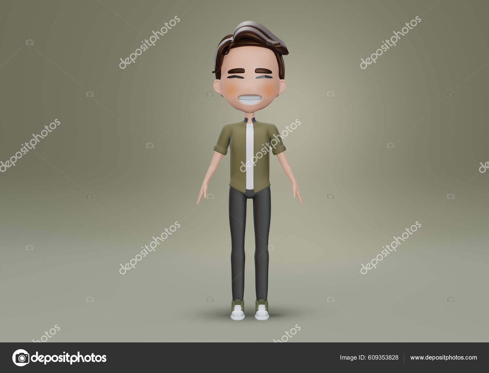 Render Young Smiling Man Cartoon Character Tourist — Stock Photo ... Render Young Smiling Man Cartoon Character Tourist — Stock Photo ...
