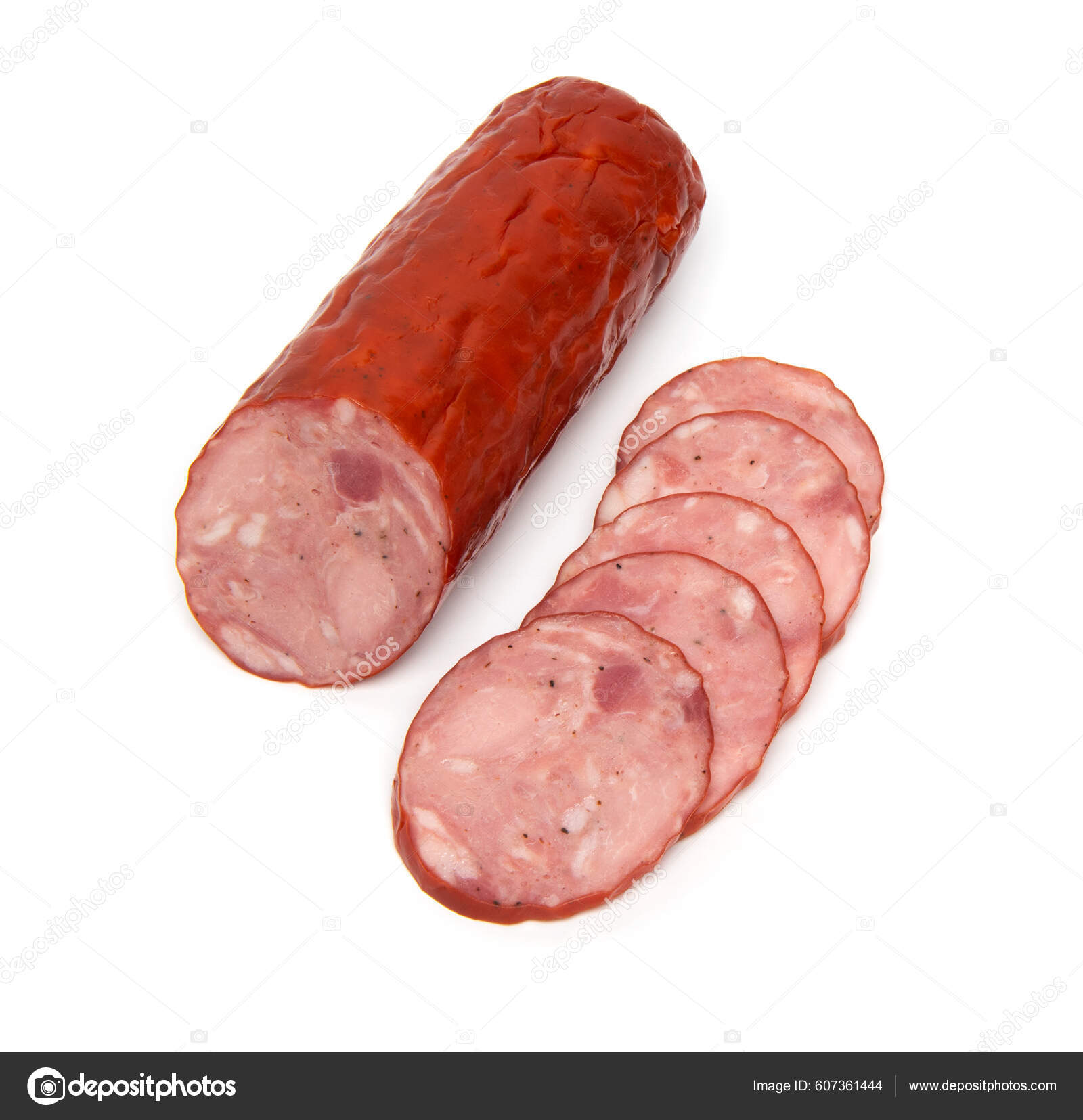 Smoked Ham Sausage Pork Wurst Isolated White Background Stock Photo by ...