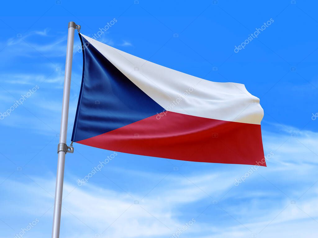 Hermosa bandera de la República Checa ondeando en el viento con el ...