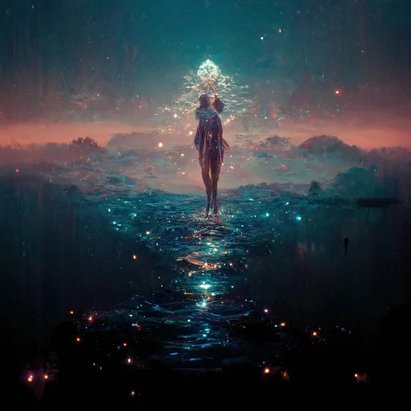 Lake spirit, constellations, Mother of nature, Gigantic being, fantasy ...