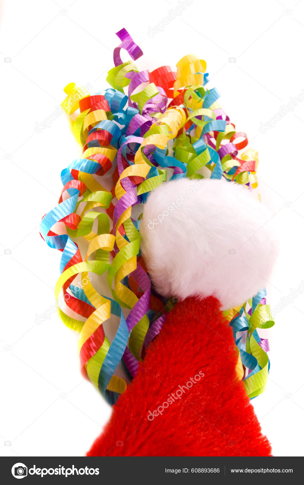 Santa's Hat Ribbons White Background Stock Photo by ©MaxFX 608893686