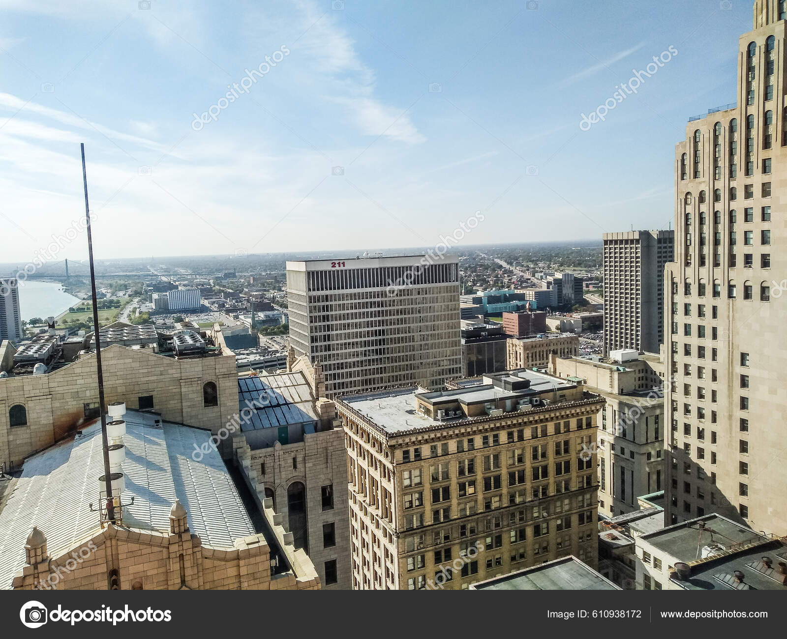 City View Downtown Detroit Summer Clear Day Taken Guardian Building ...