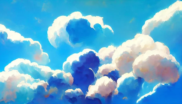 Colorful clouds are made with watercolor on paper in the beautiful ...