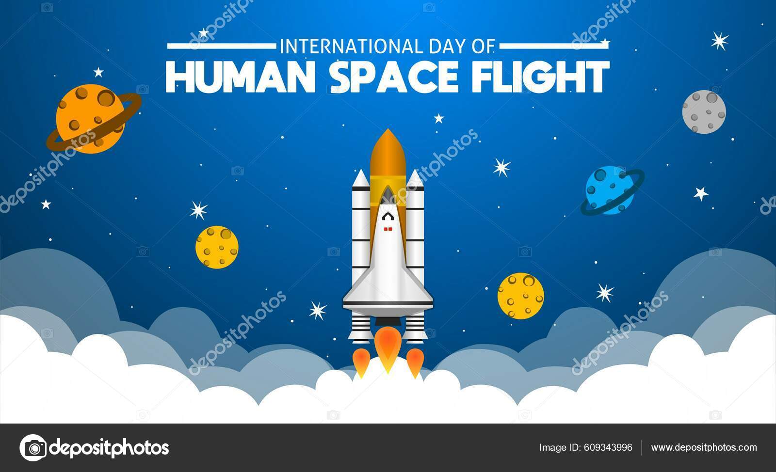 International Day Human Space Flight Vector Illustration Suitable ...